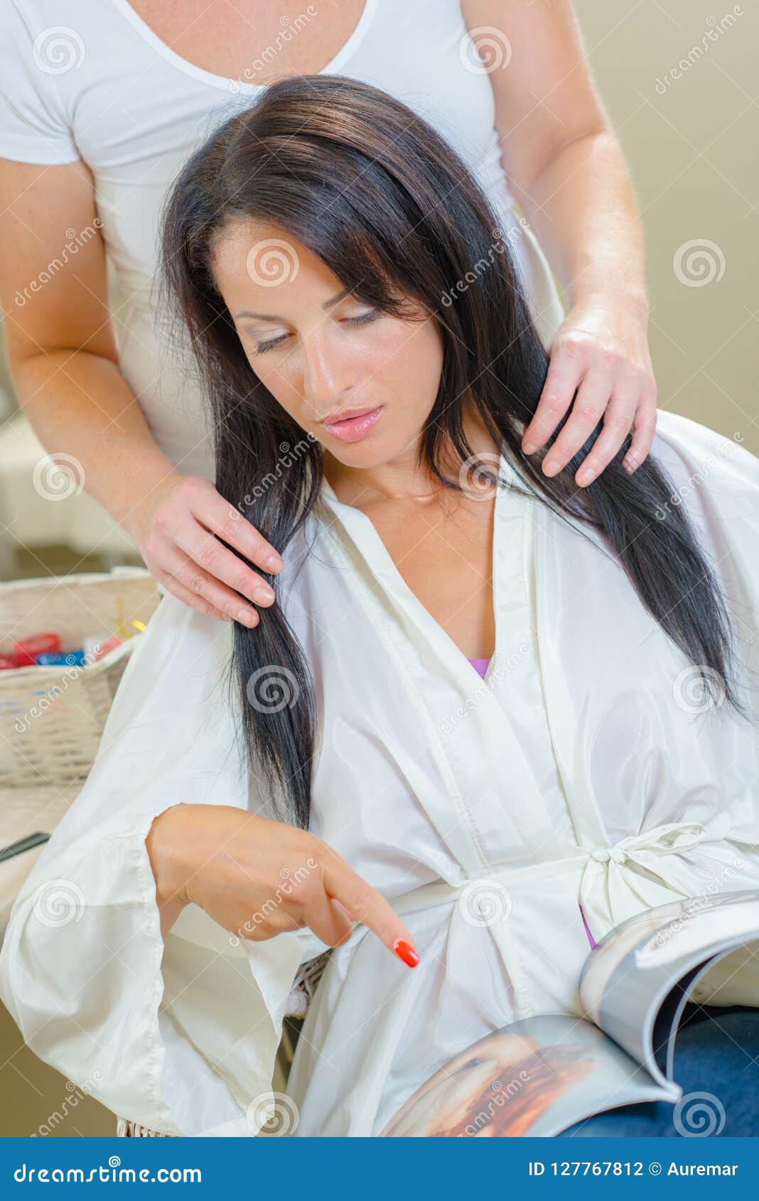 Woman in the parlor stock photo. Image of hairstylist - 127767812