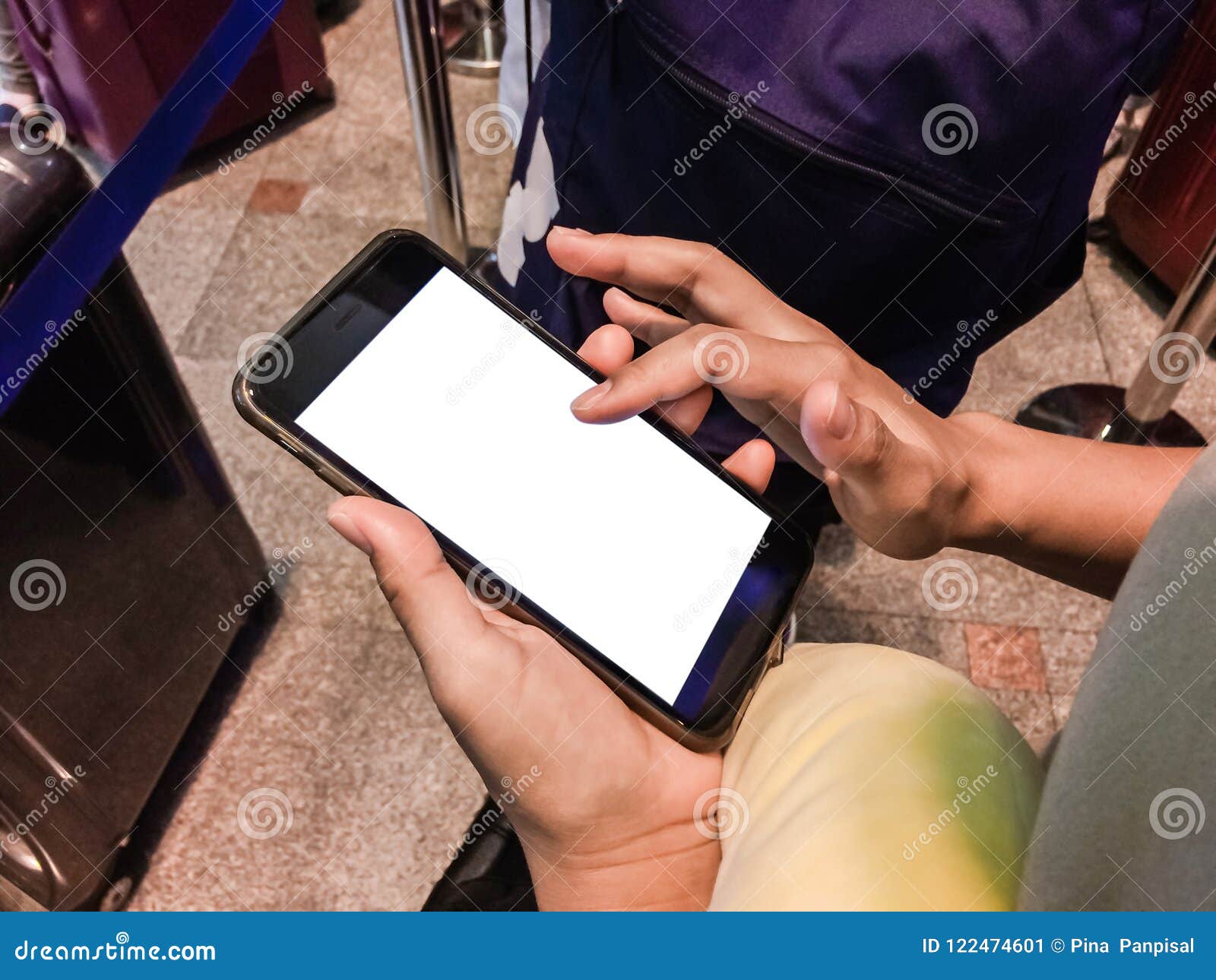 Woman Passenger Using Smartphone in Airport Terminal for Online Stock ...