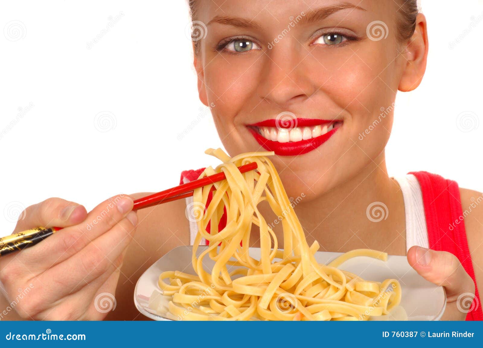 Woman with Pasta 2 stock image. Image of gluttony, blond - 760387