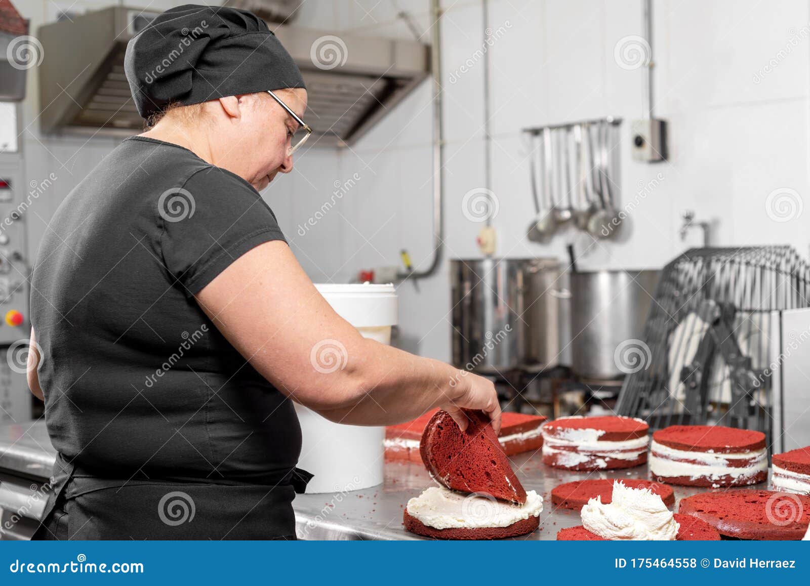 Woman Pastry Chef Making Cakes at the Pastry Shop. Stock Photo - Image ...