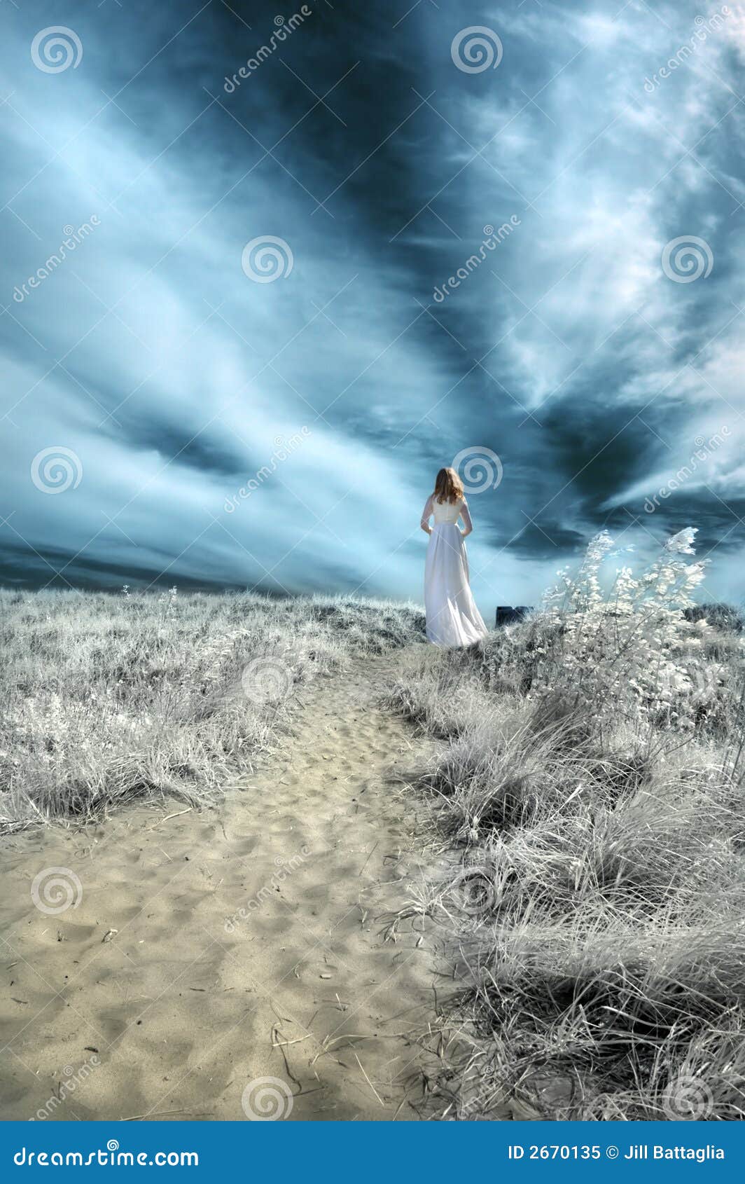 Woman on a Path stock image. Image of woman, dress, female - 2670135