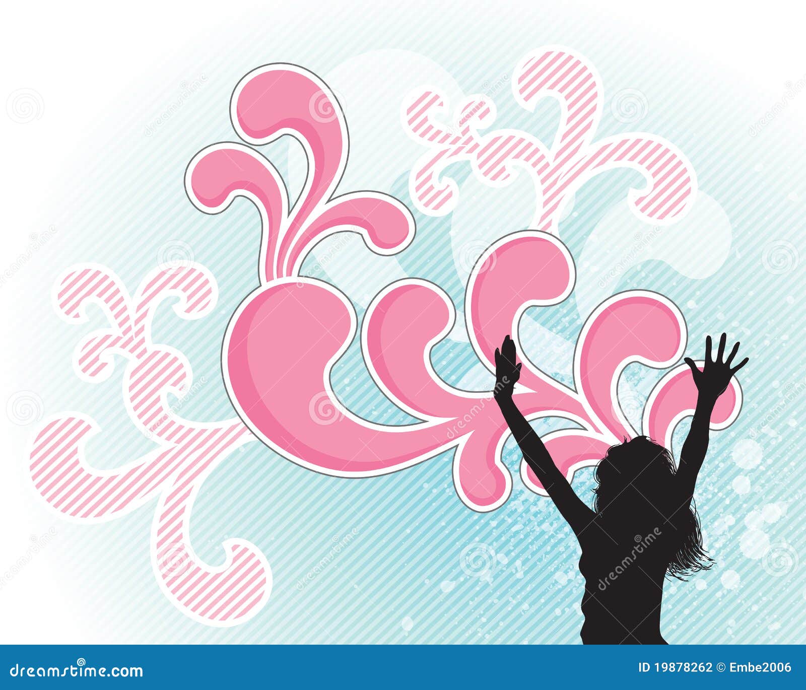 Woman on Pattern Background Stock Vector - Illustration of style, arms ...