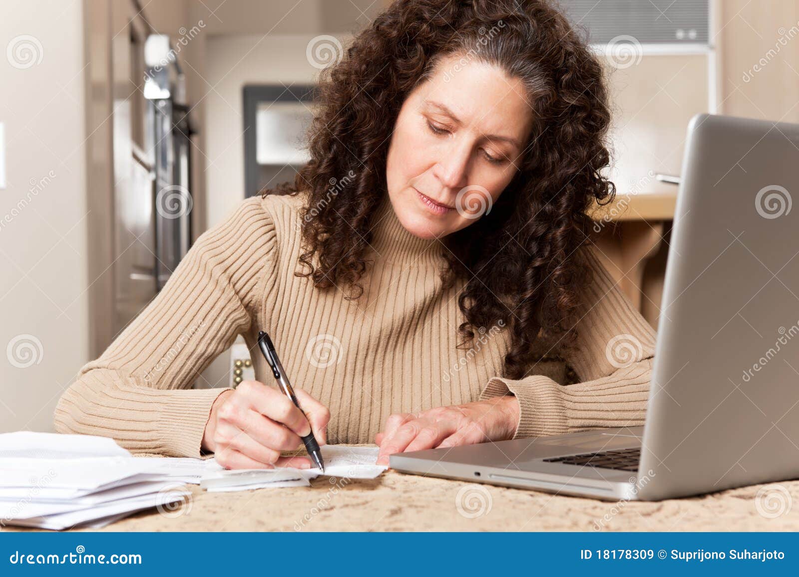 Woman paying bills stock image. Image of person, horizontal - 18178309