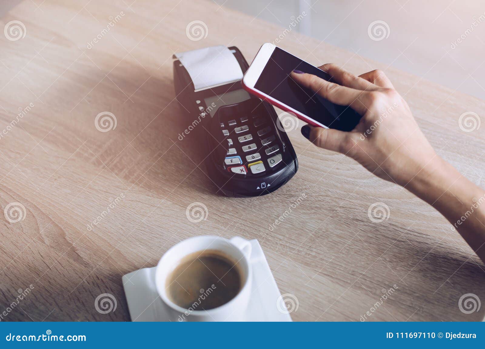 Woman Paying with Mobile Phone Stock Photo - Image of finance, mobile ...