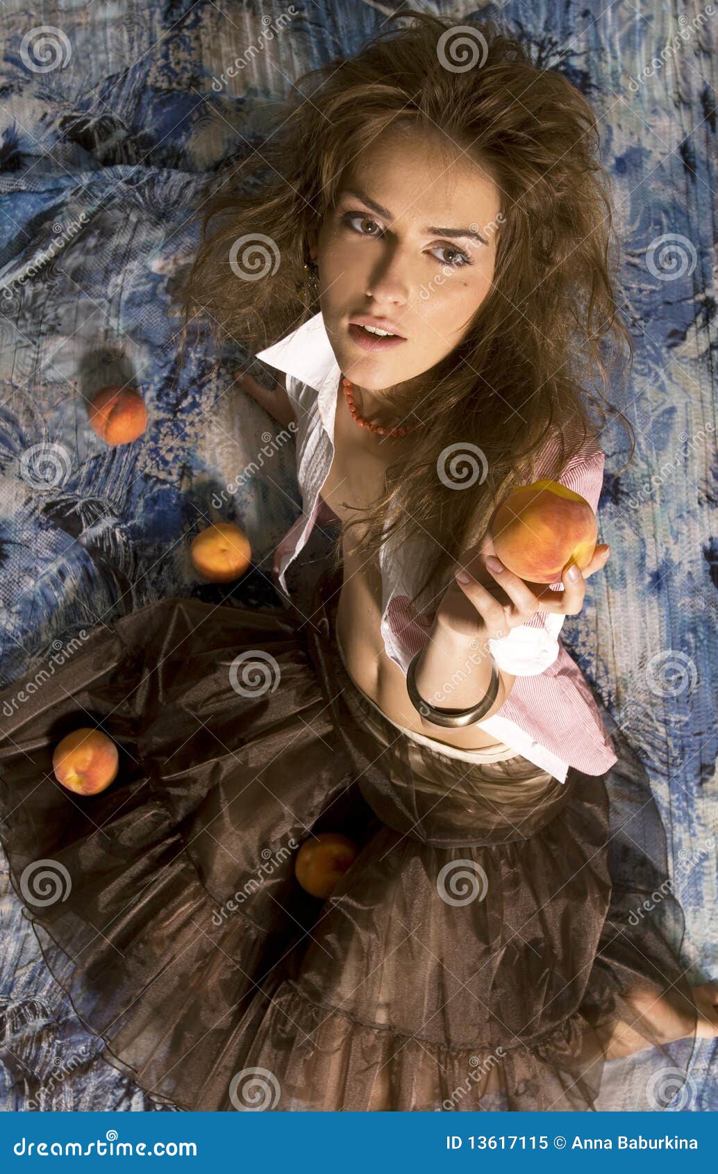 Woman with peach stock image. Image of season, modern - 13617115