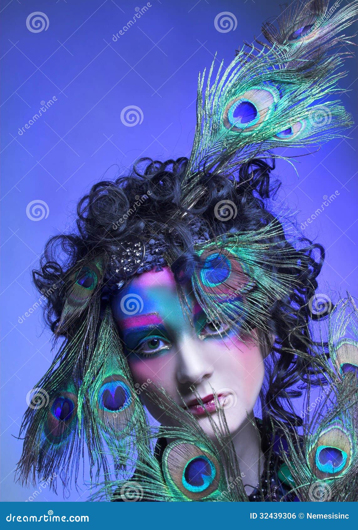 Woman in peacock image. stock photo. Image of fashion - 32439306