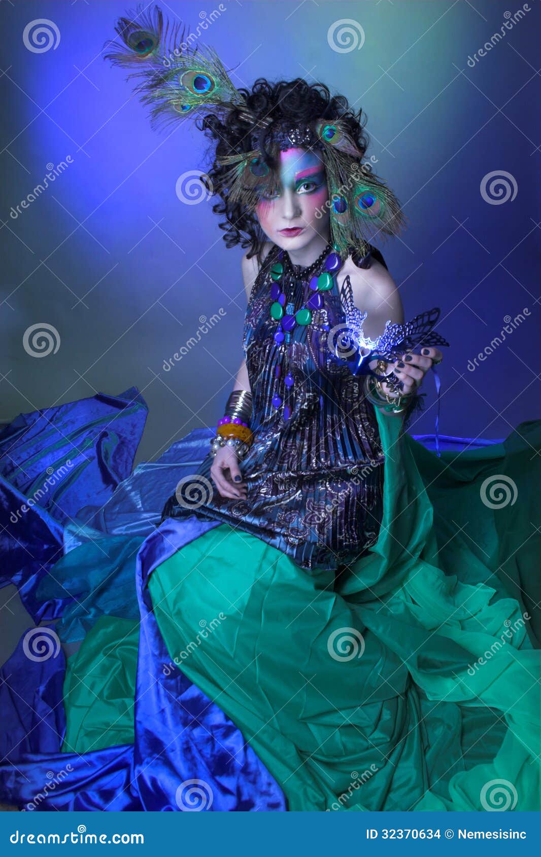 Woman in peacock image. stock photo. Image of fashion - 32370634