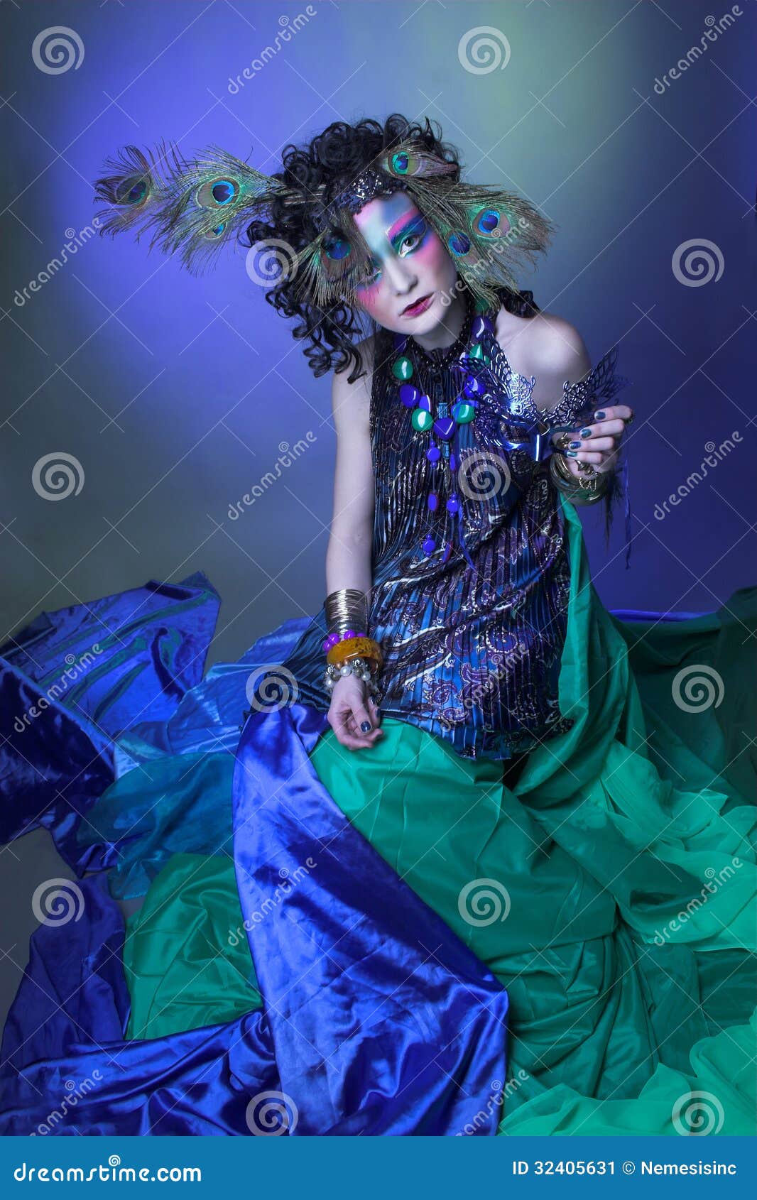 Woman in peacock image. stock image. Image of elegance - 32405631