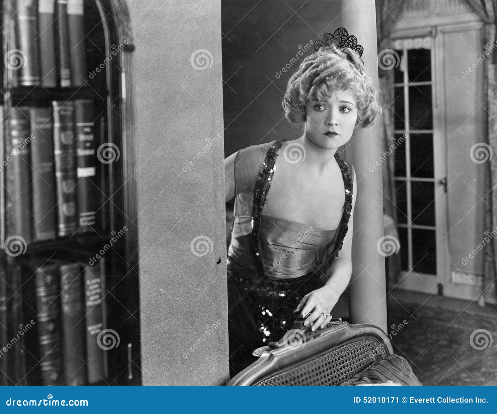 Woman Peering Around Corner Stock Image - Image of female, anxiety ...