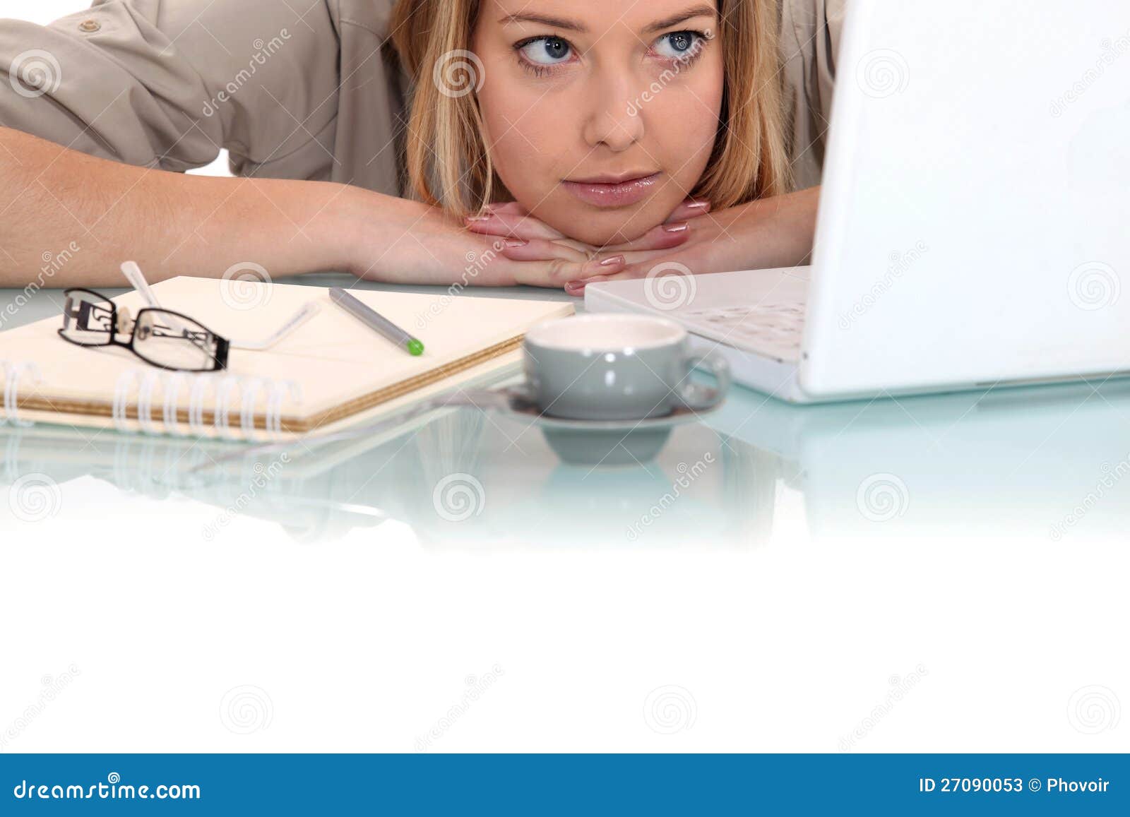Woman Peering at Her Laptop Stock Image - Image of employment, insomnia ...