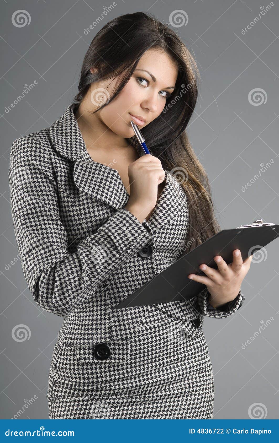 Woman with pen stock photo. Image of friendly, attractive - 4836722