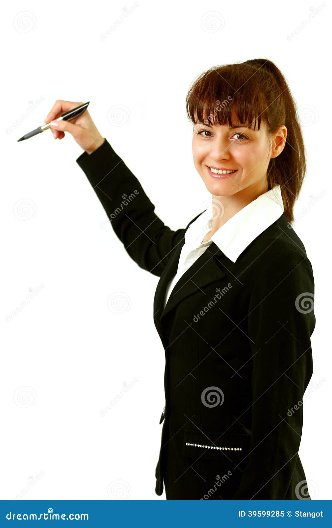 Woman with pen stock image. Image of write, holding, portrait - 39599285