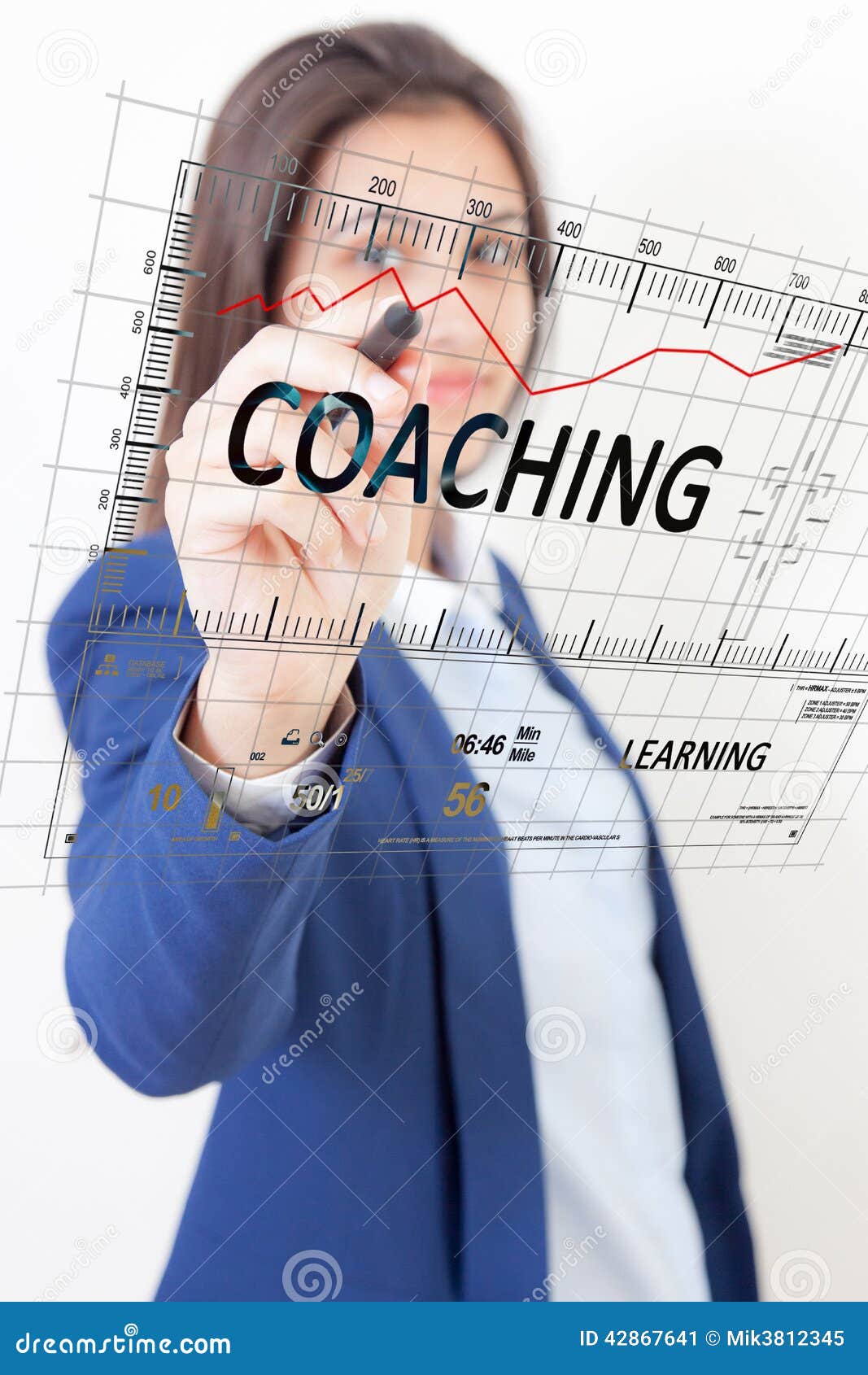 Woman pen touch coaching stock image. Image of gesturing - 42867641