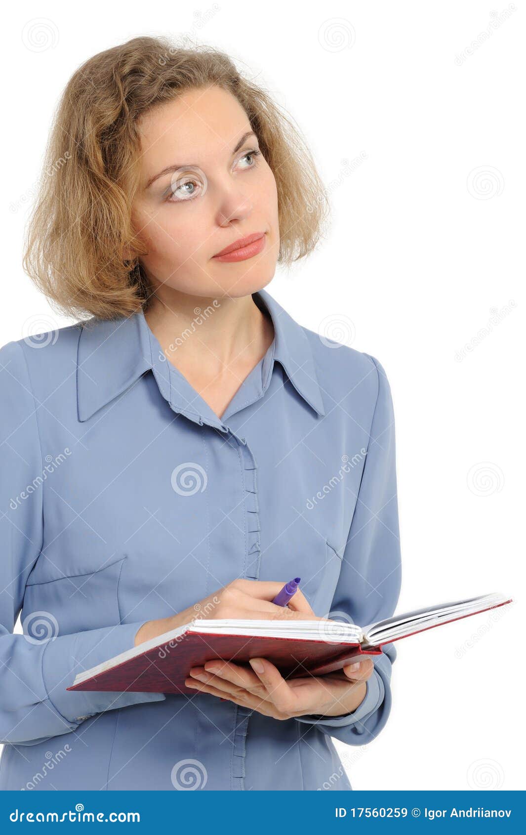 Woman with a Pencil and the Note Book Stock Image - Image of beautiful ...