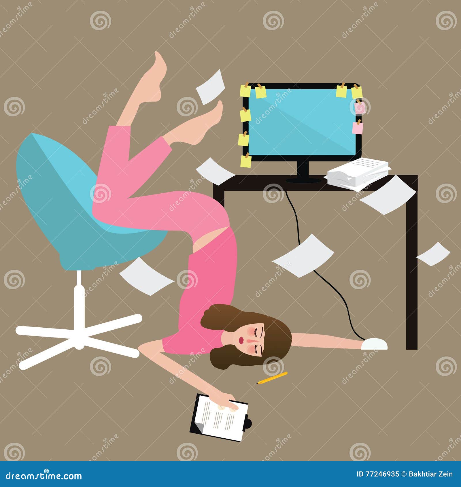 Tired Man In Front Of Computer Screen Doing Work Routine In The Office ...