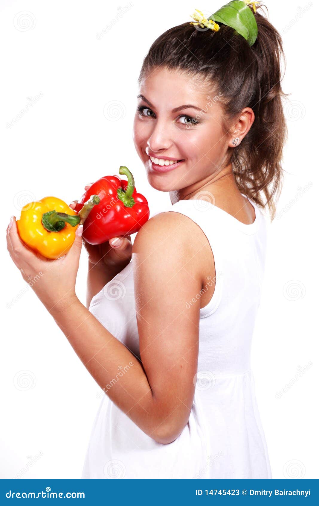 Woman and pepper stock image. Image of cheerful, happiness - 14745423