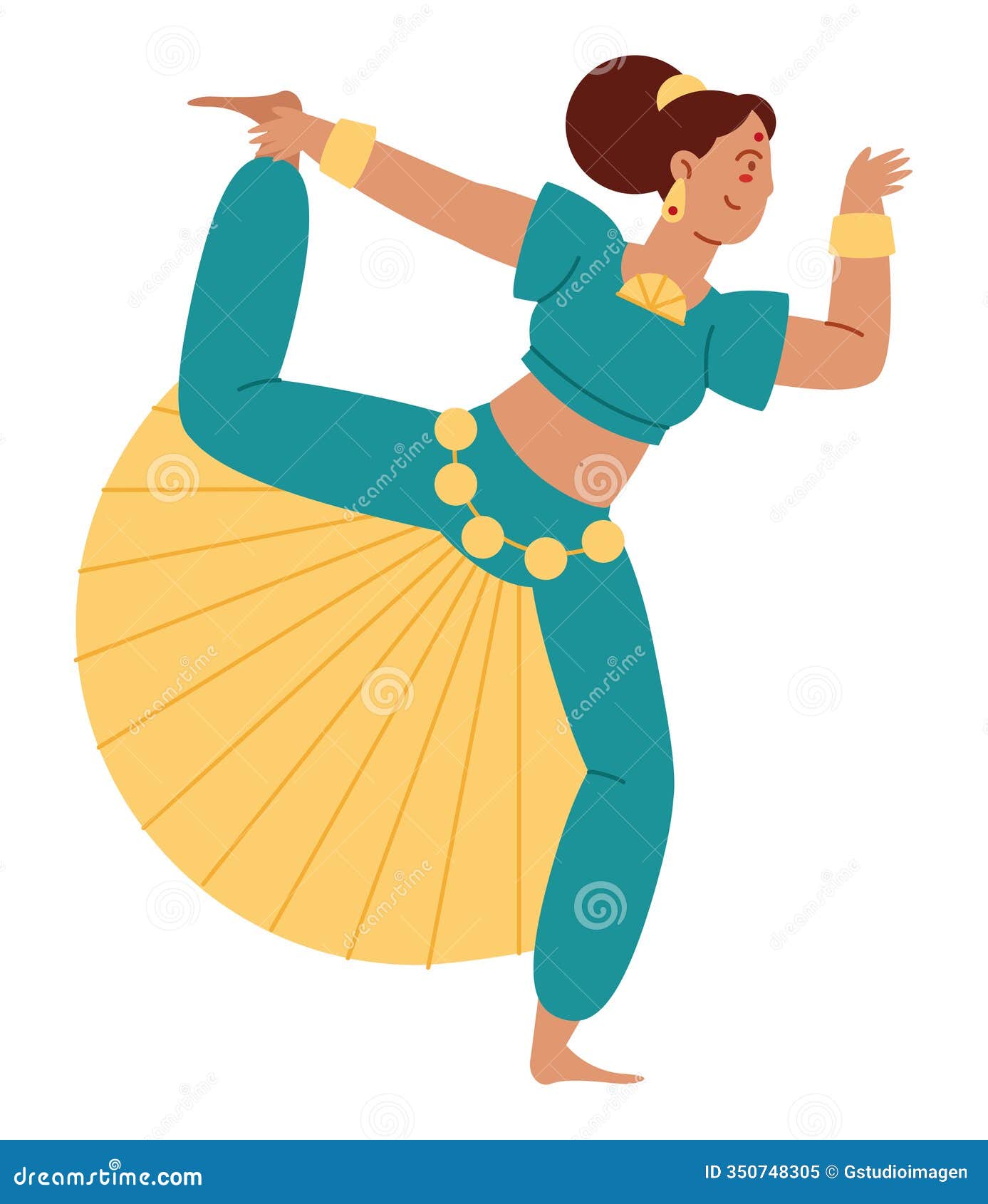 Woman Performing Kathak Dance Stock Illustration - Illustration of ...