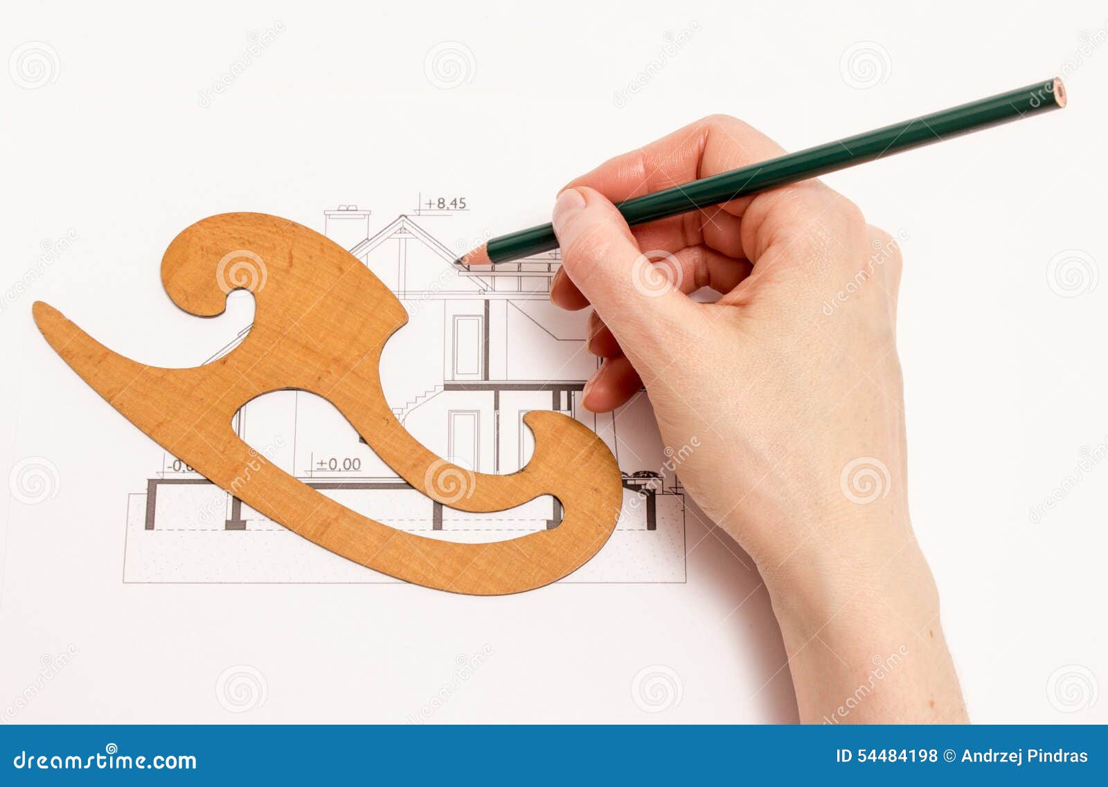 Woman Performs Technical Drawing Stock Photo - Image of technology ...