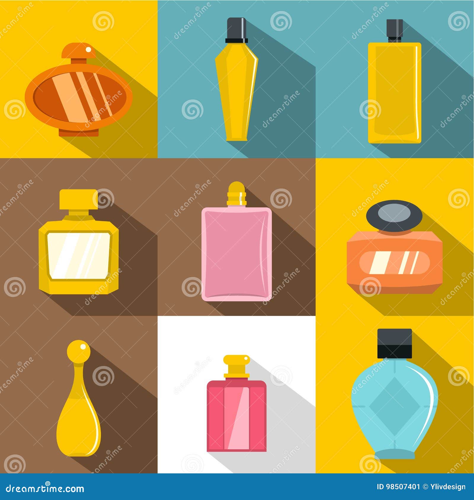 Woman Perfume Icons Set, Flat Style Stock Vector - Illustration of ...