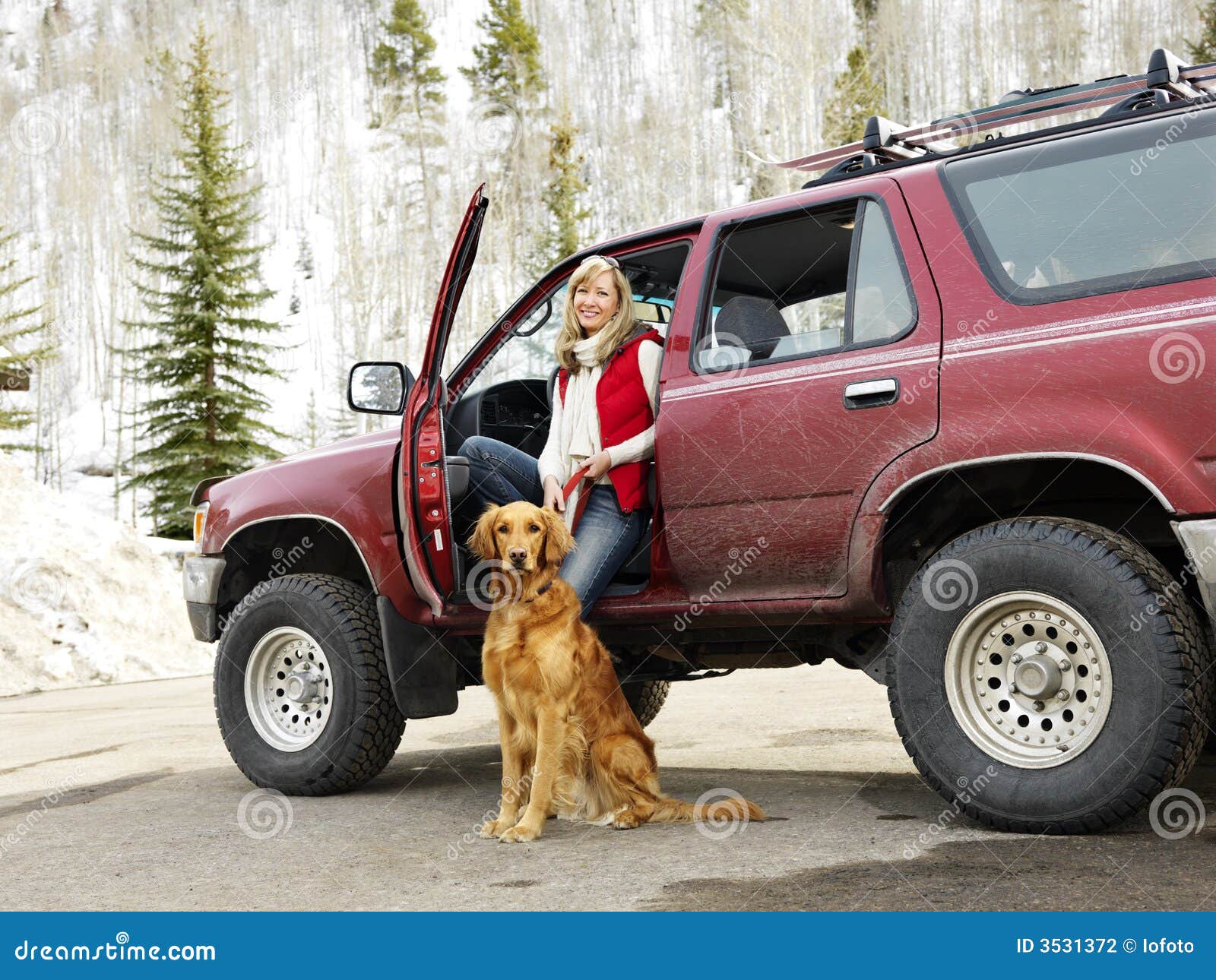 Woman and pet. stock photo. Image of caucasian, parked - 3531372