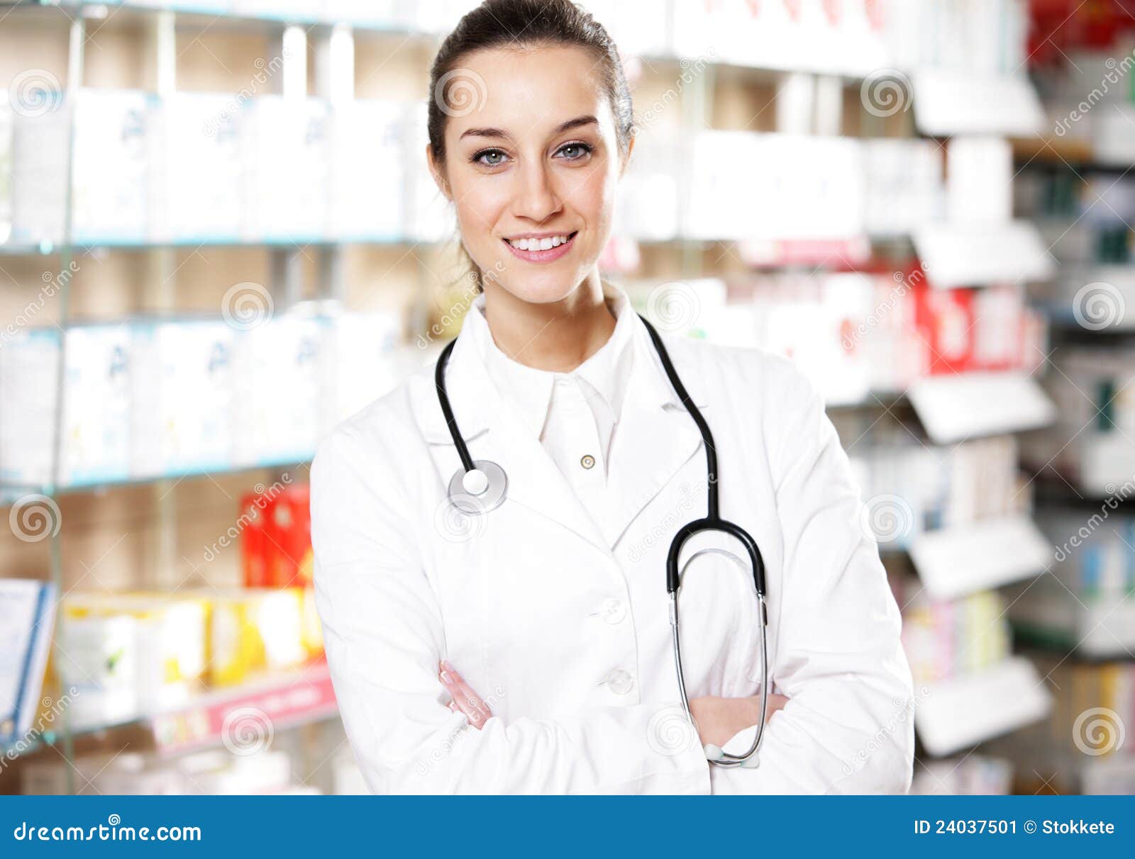 Woman pharmacist stock image. Image of copy, service - 24037501