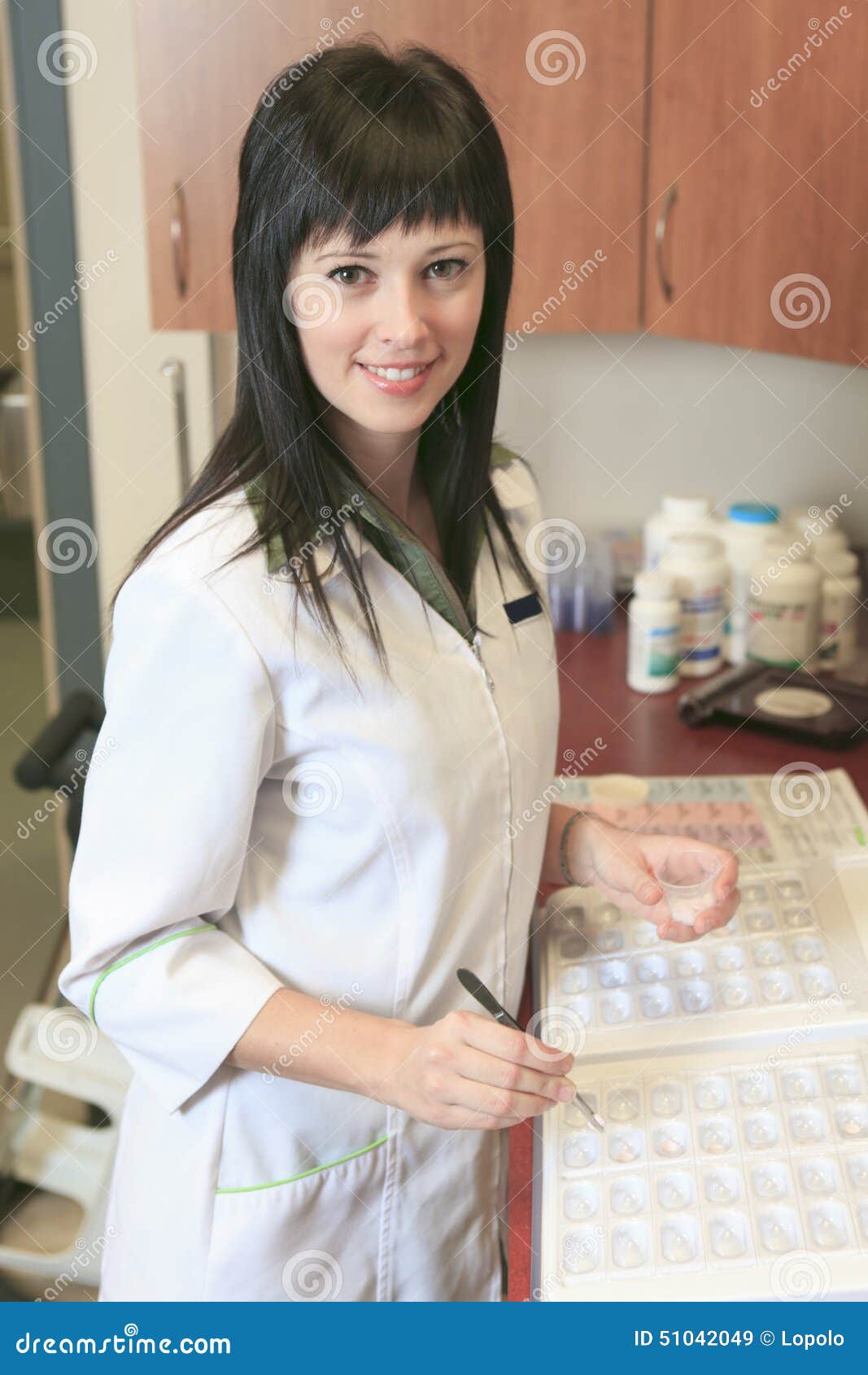 Woman Pharmacist at the Pharmacy Place Stock Image - Image of portrait ...