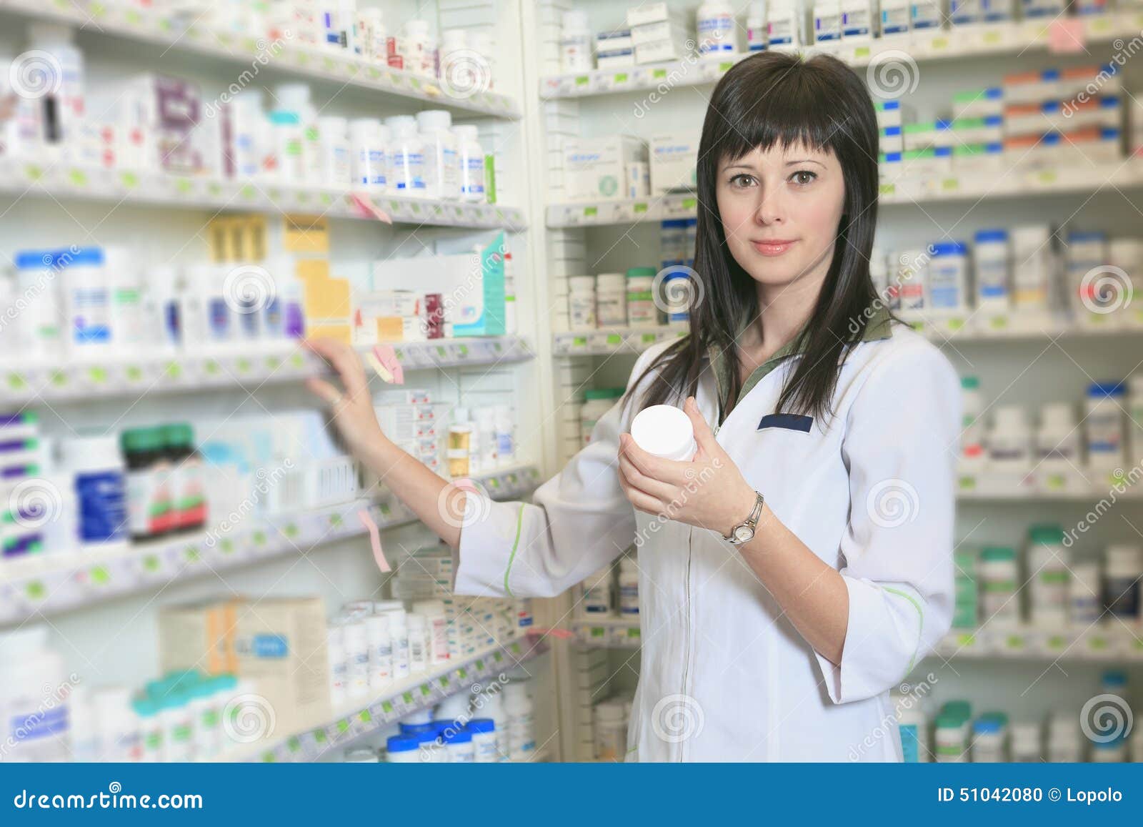 Woman Pharmacist at the Pharmacy Place Stock Photo - Image of medicine ...