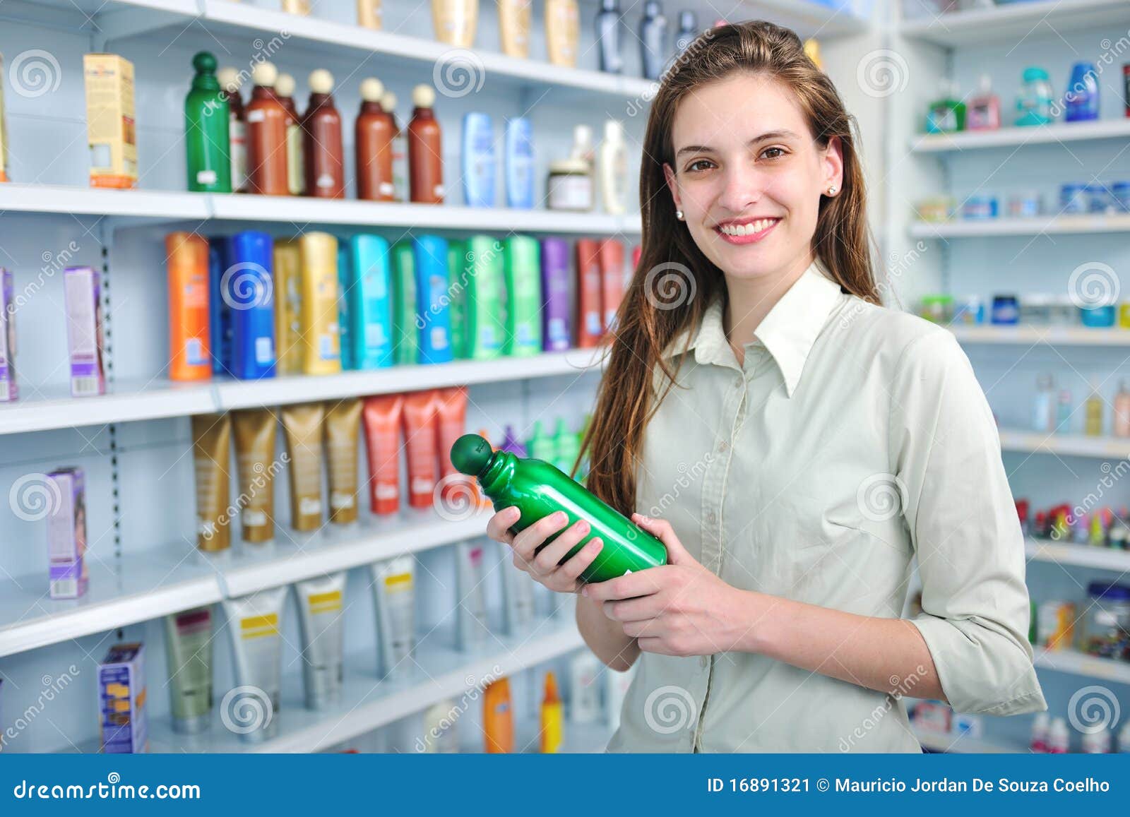 Woman at Pharmacy Buying Shampoo Stock Image - Image of choosing ...