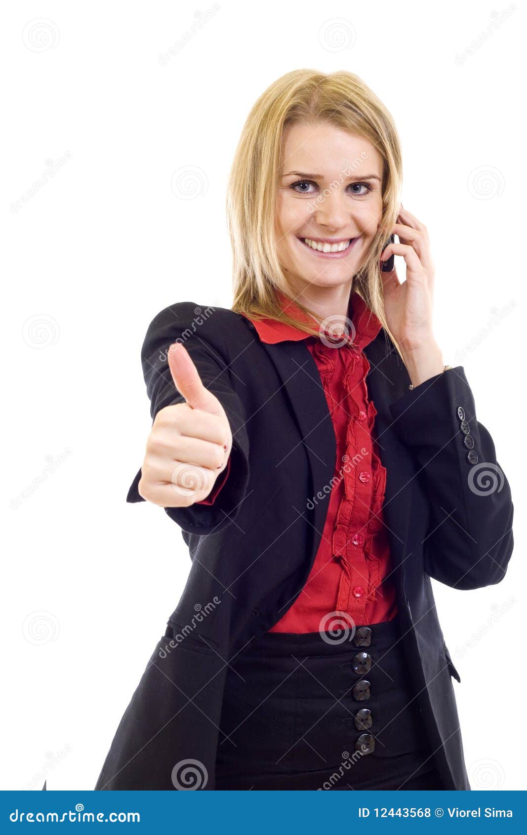 Woman on the Phone Making Her Ok Sign Stock Photo - Image of person ...
