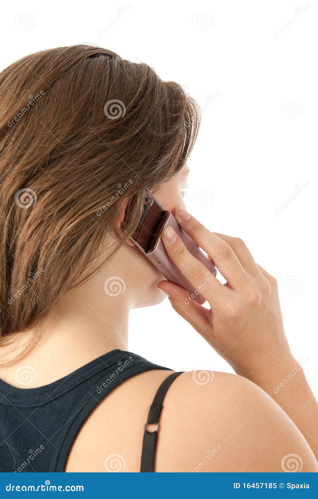 Woman on Phone rear view stock image. Image of rear, girl - 16457185
