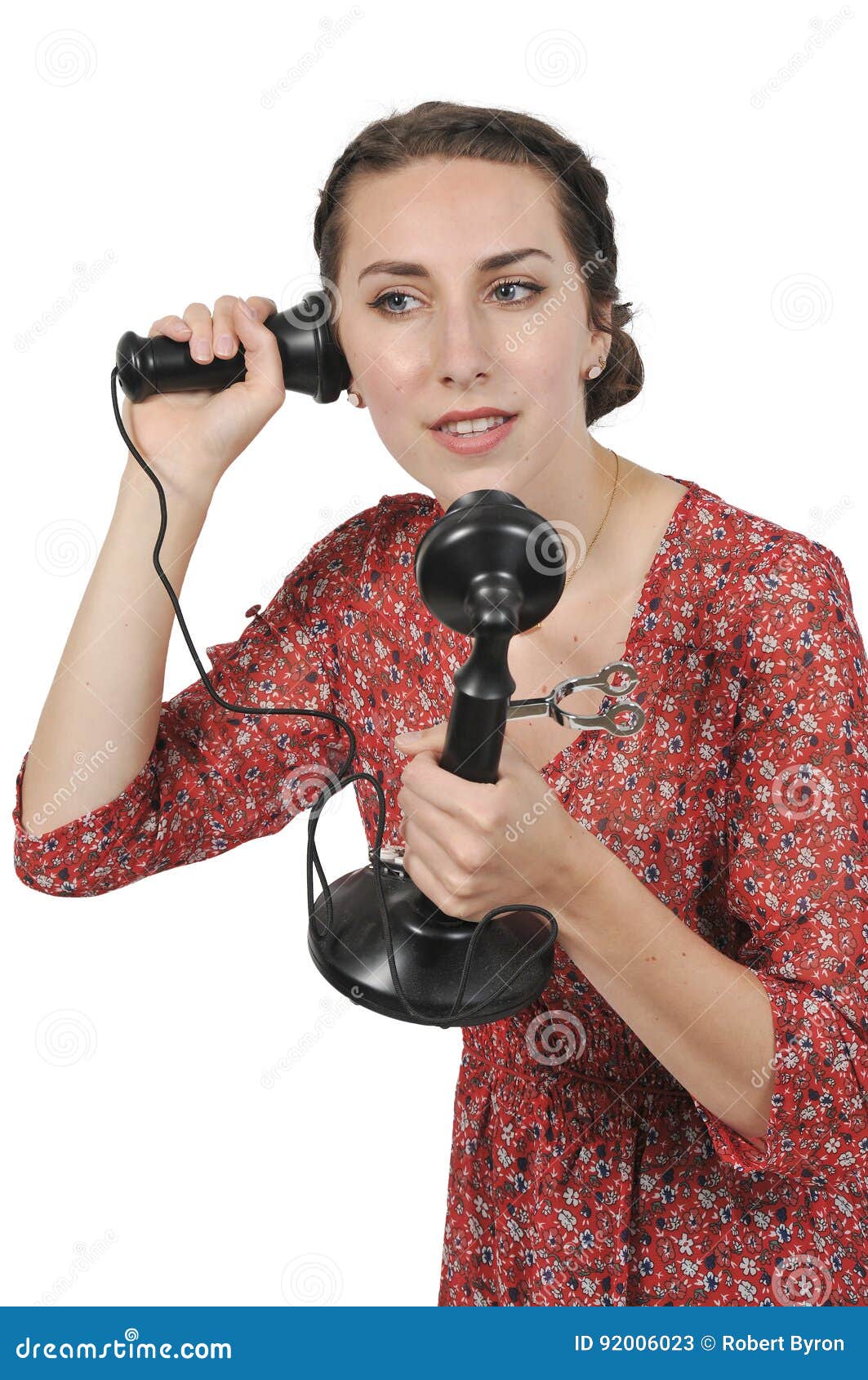 Woman on the phone stock image. Image of antique, female - 92006023