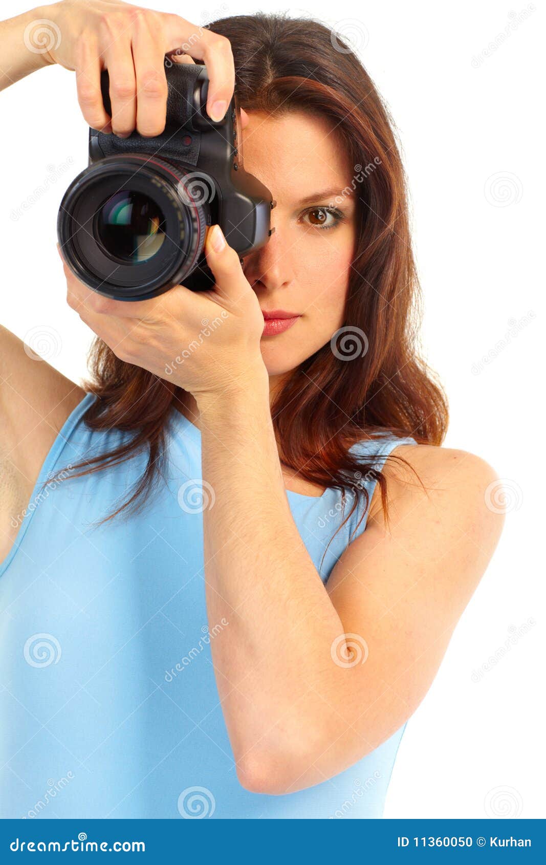 Woman with photo camera stock photo. Image of young, face - 11360050
