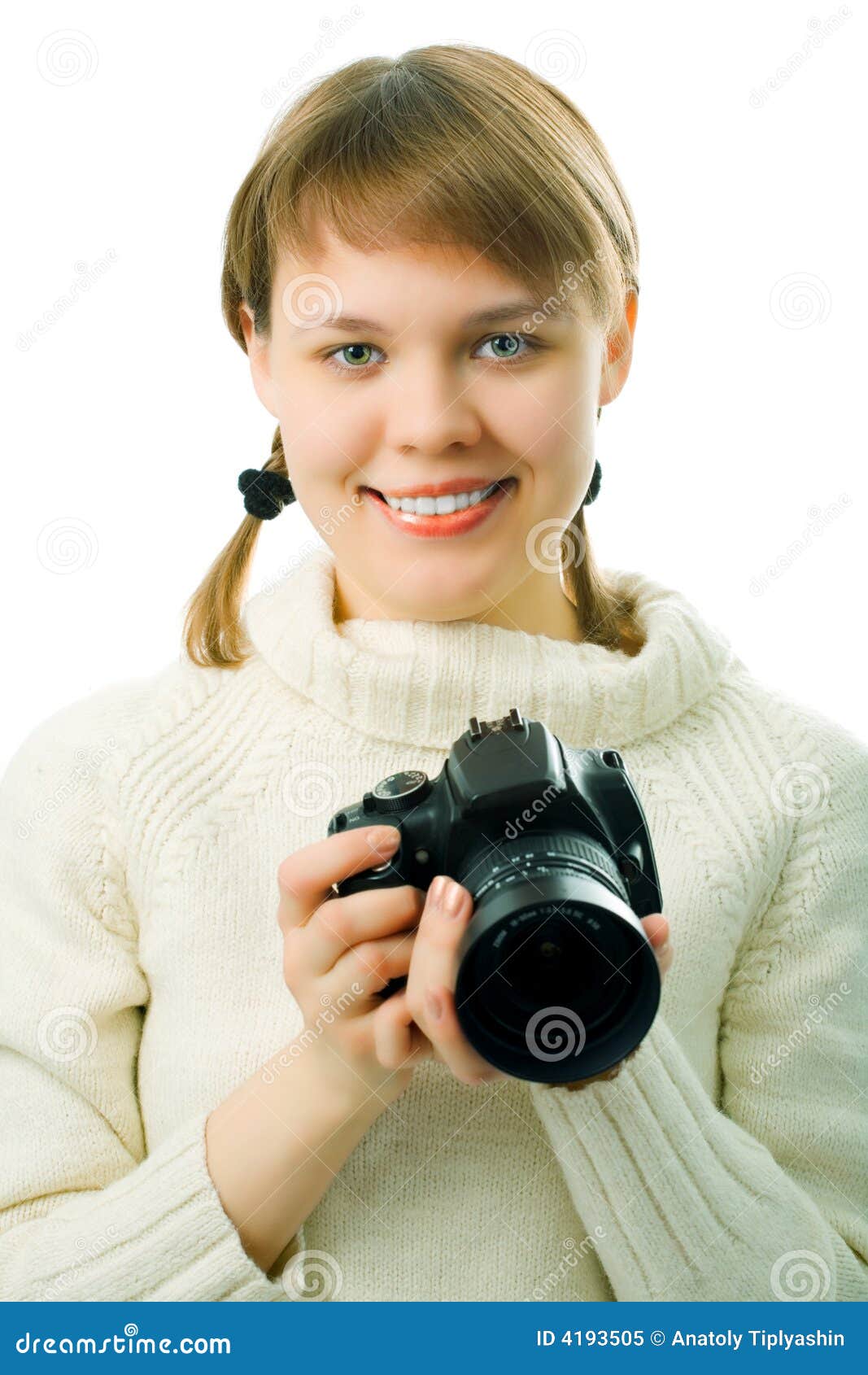 Woman with photo camera stock image. Image of model, girls - 4193505