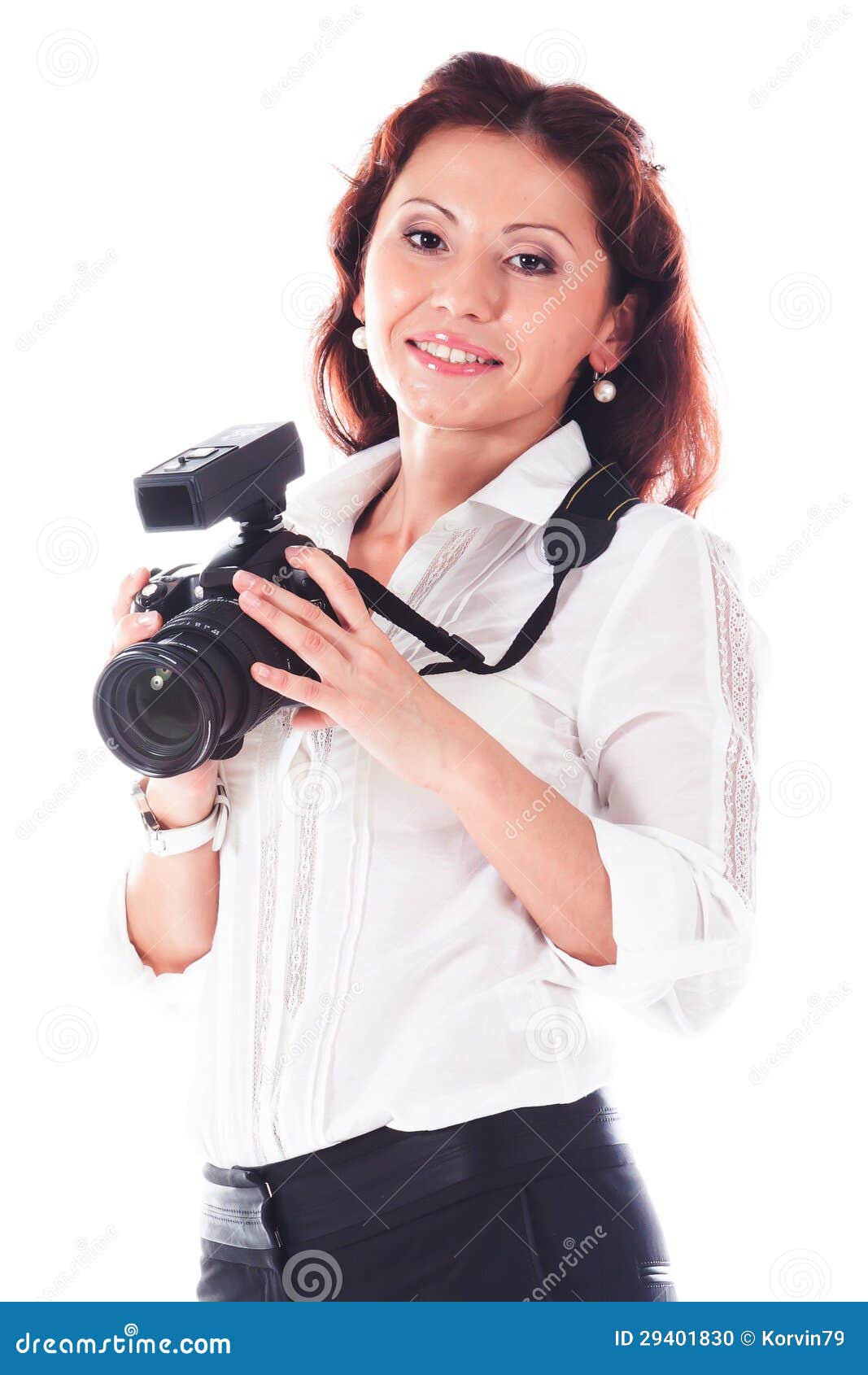 Woman-photographer stock photo. Image of hobbies, lens - 29401830