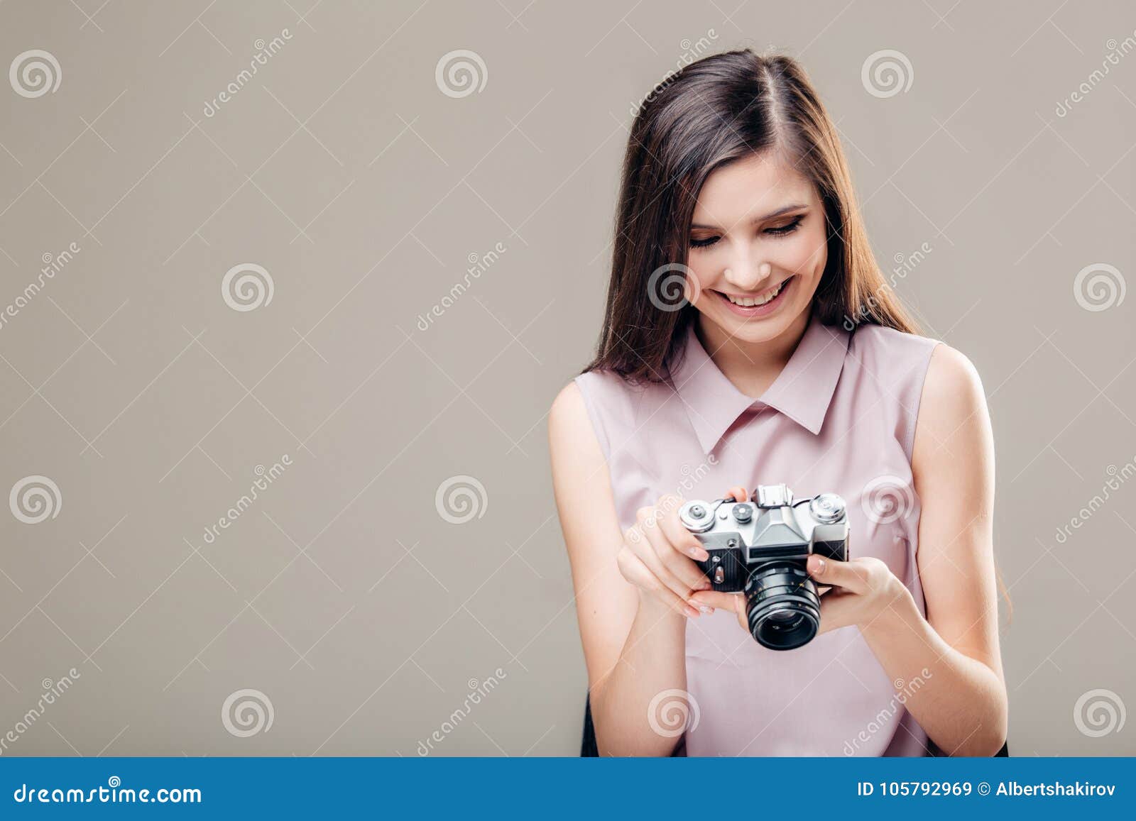 Woman Photographer Is Taking Images With Dslr Camera Stock Image