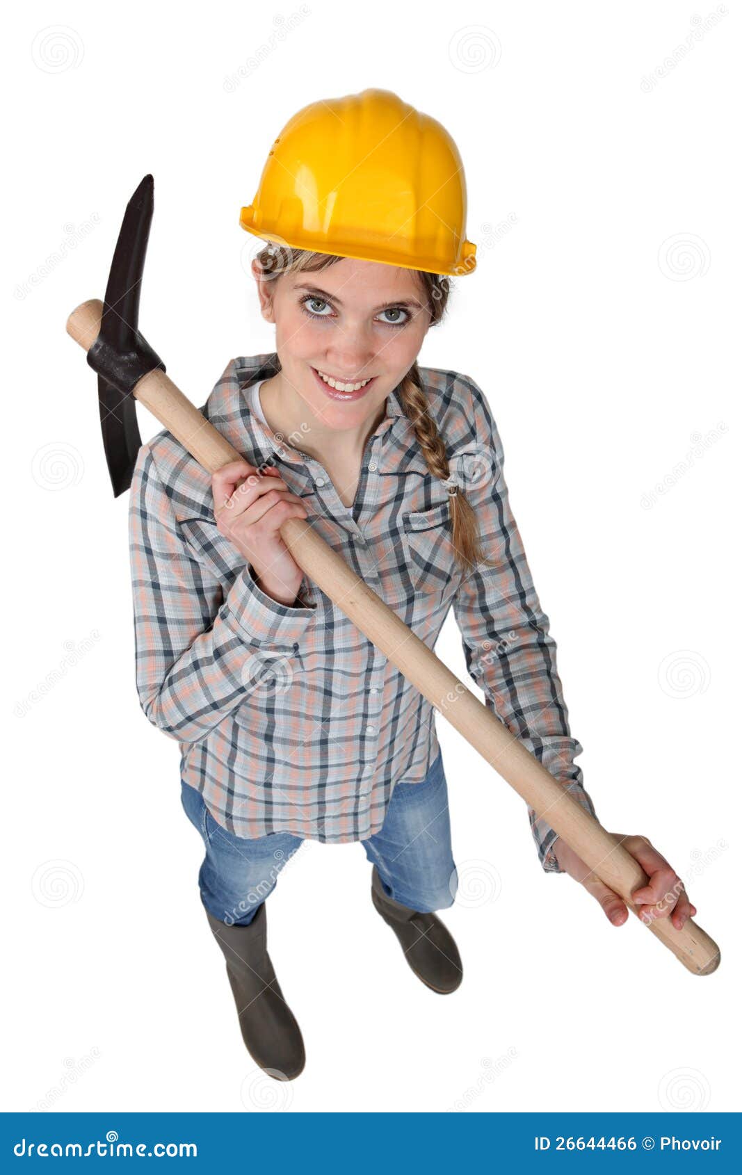 Woman with a pickaxe stock photo. Image of attractive - 26644466