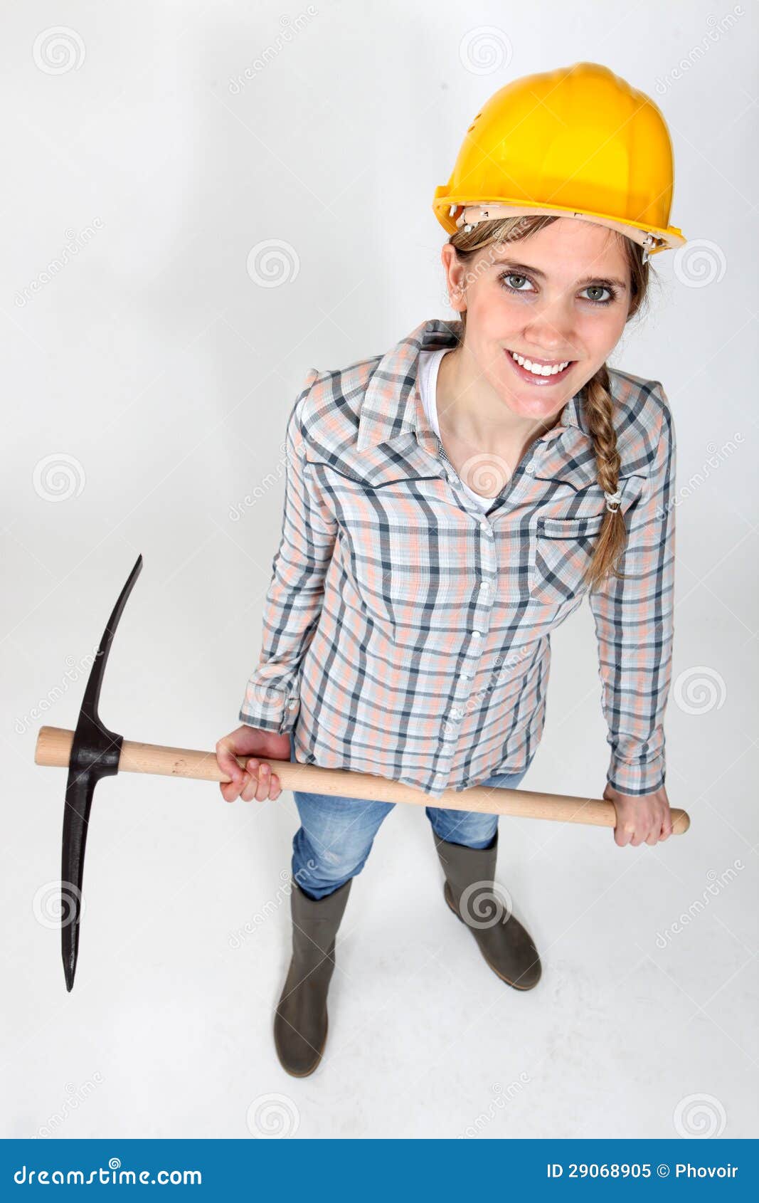 Woman with a pickaxe stock image. Image of female, person - 29068905