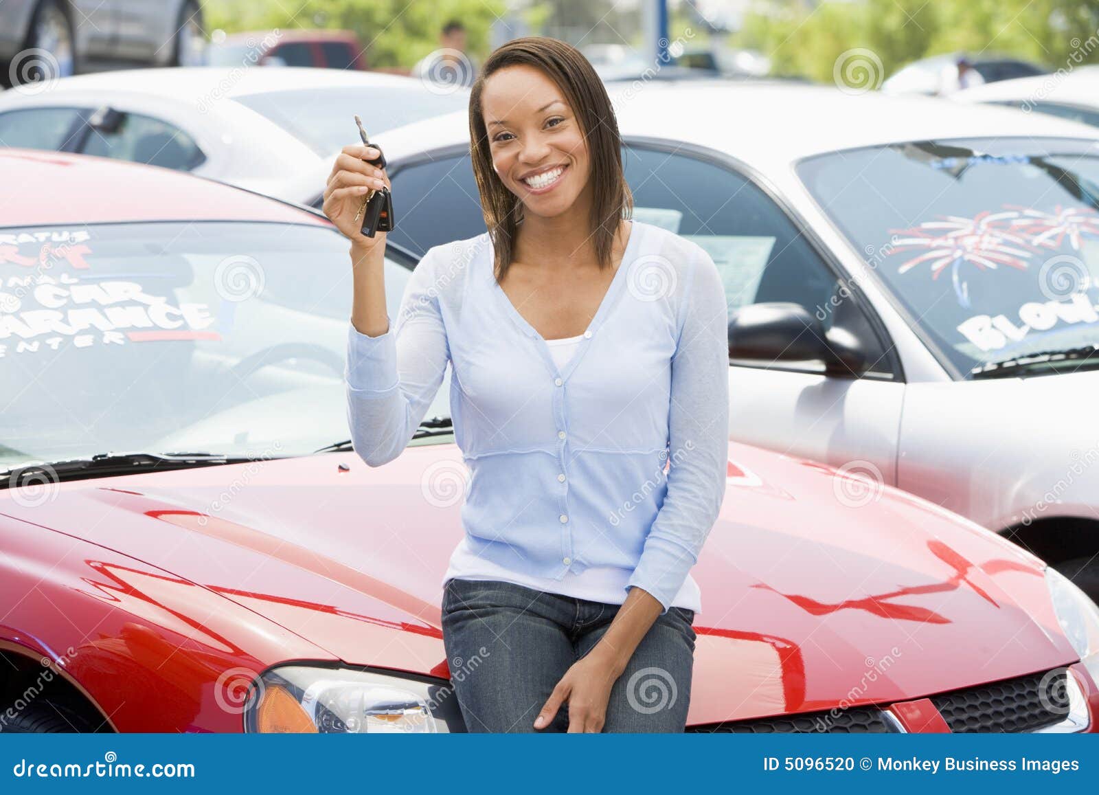 Woman picking new car stock photo. Image of happy, delighted - 5096520