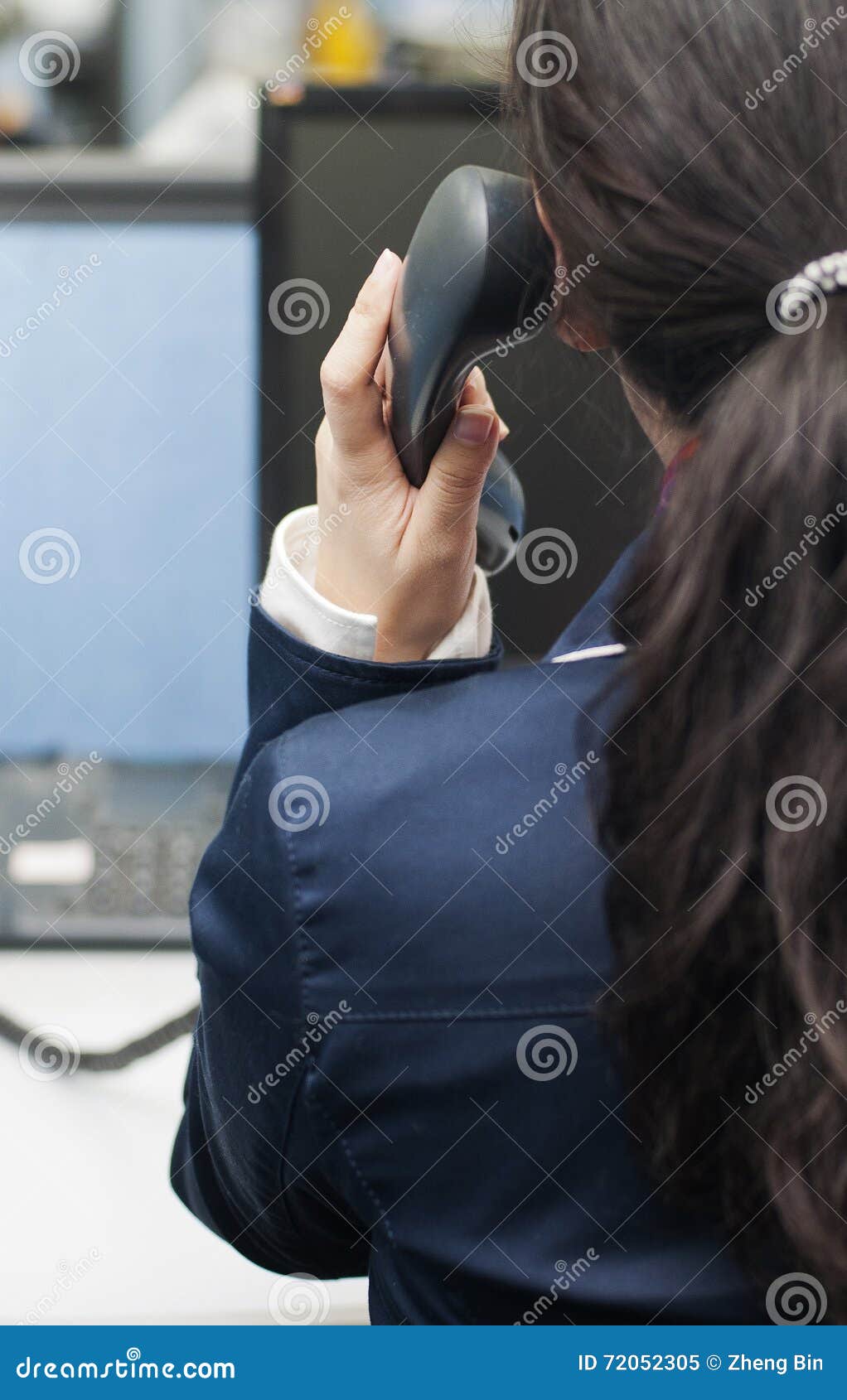 Woman is Picking Up the Headset from Phone Stock Image - Image of ...