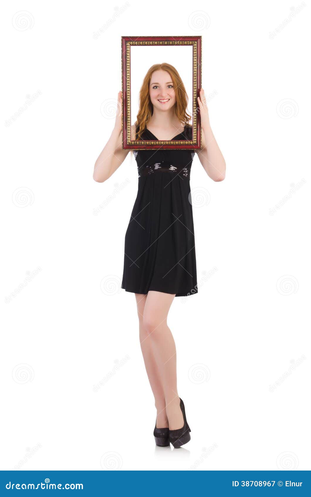 Woman with picture frame stock image. Image of portrait - 38708967
