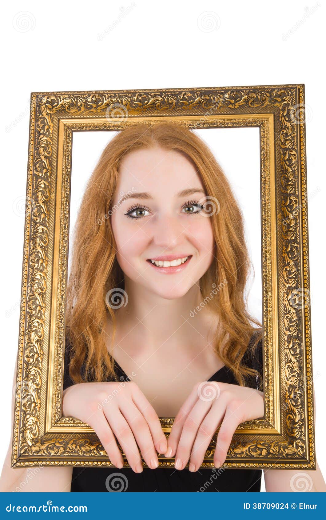 Woman with picture frame stock photo. Image of attractive - 38709024