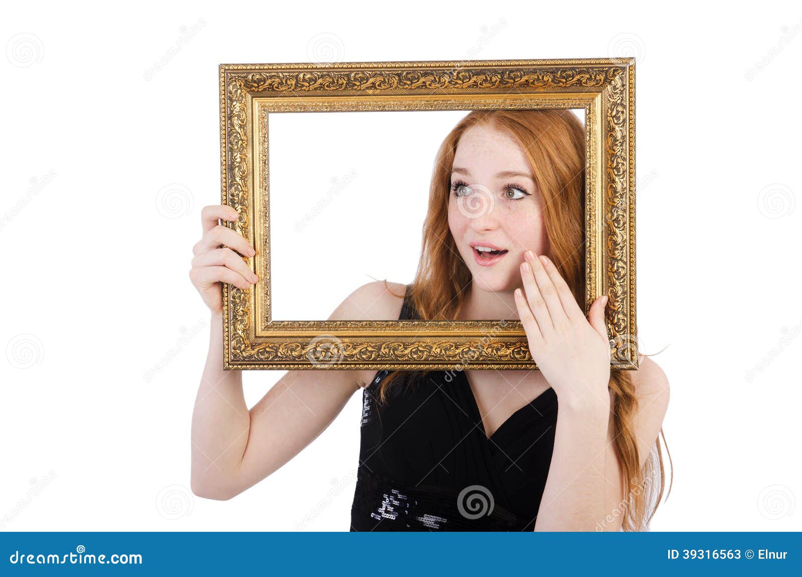 Woman with picture frame stock image. Image of attractive - 39316563