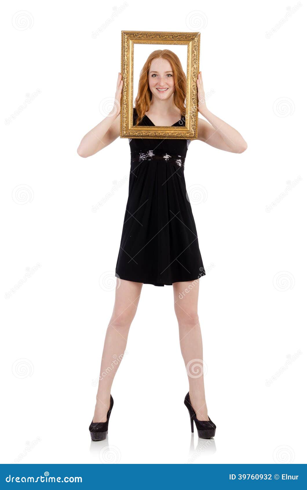 Woman with picture frame stock photo. Image of decoration - 39760932