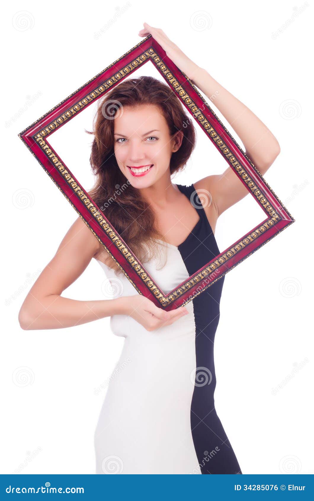 Woman with picture frame stock photo. Image of empty - 34285076