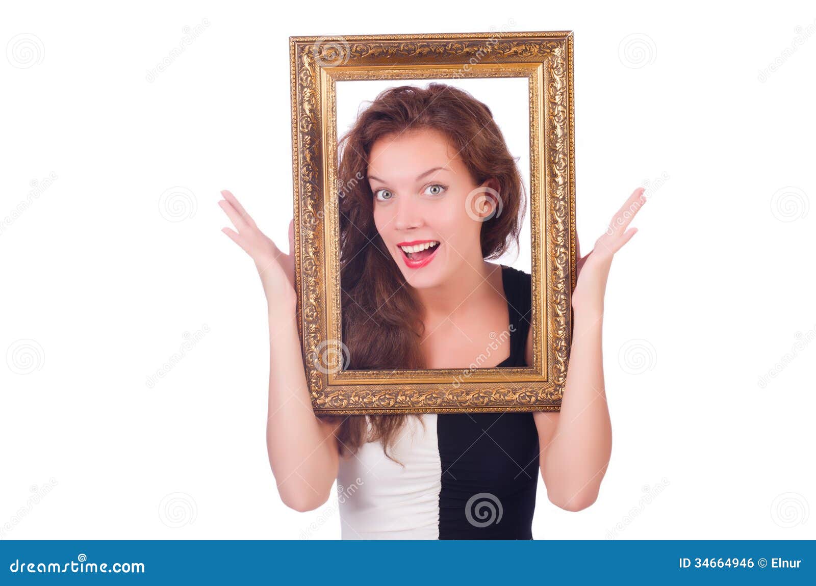 Woman with picture frame stock photo. Image of decoration - 34664946
