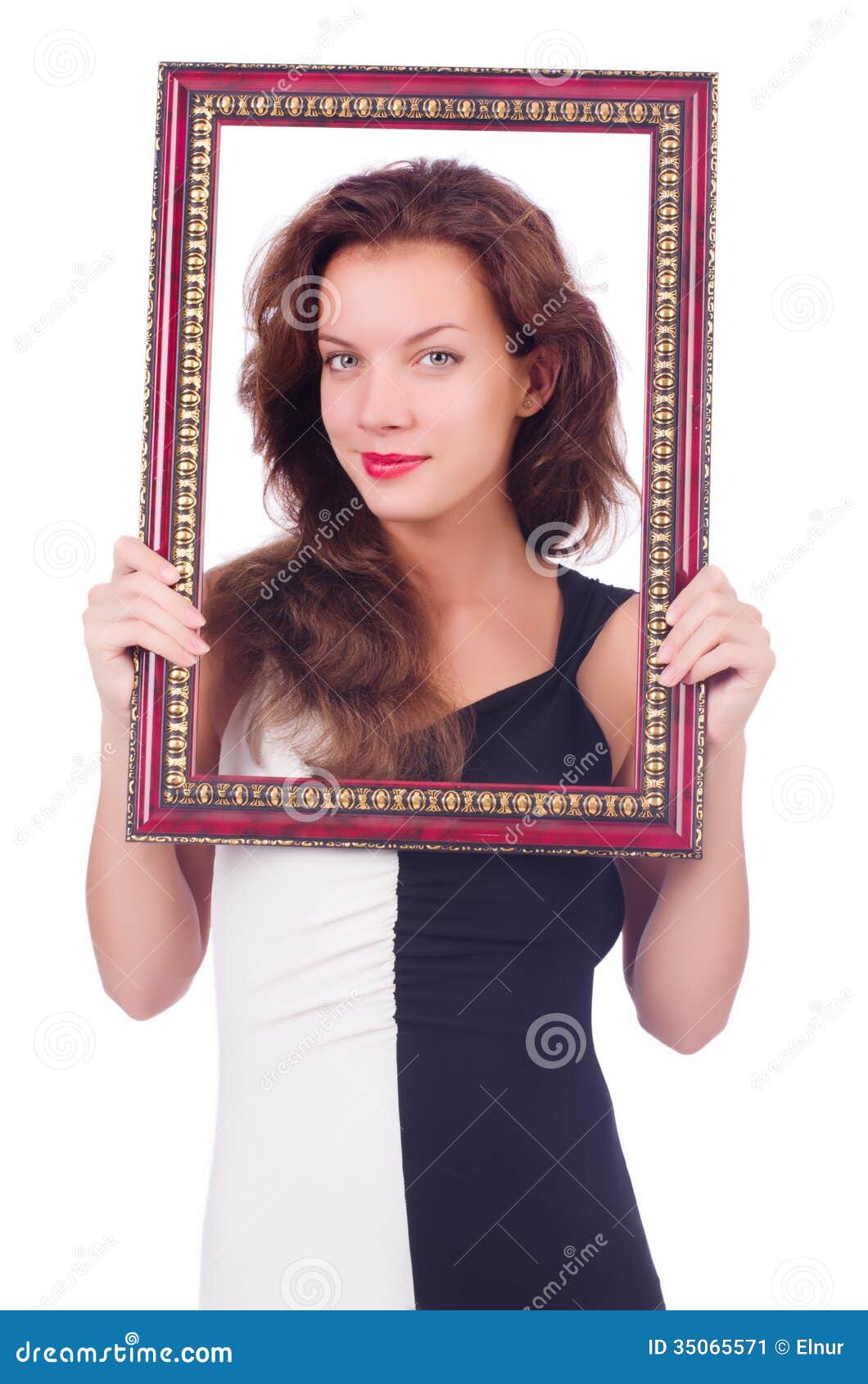 Woman with picture frame stock image. Image of ornate - 35065571