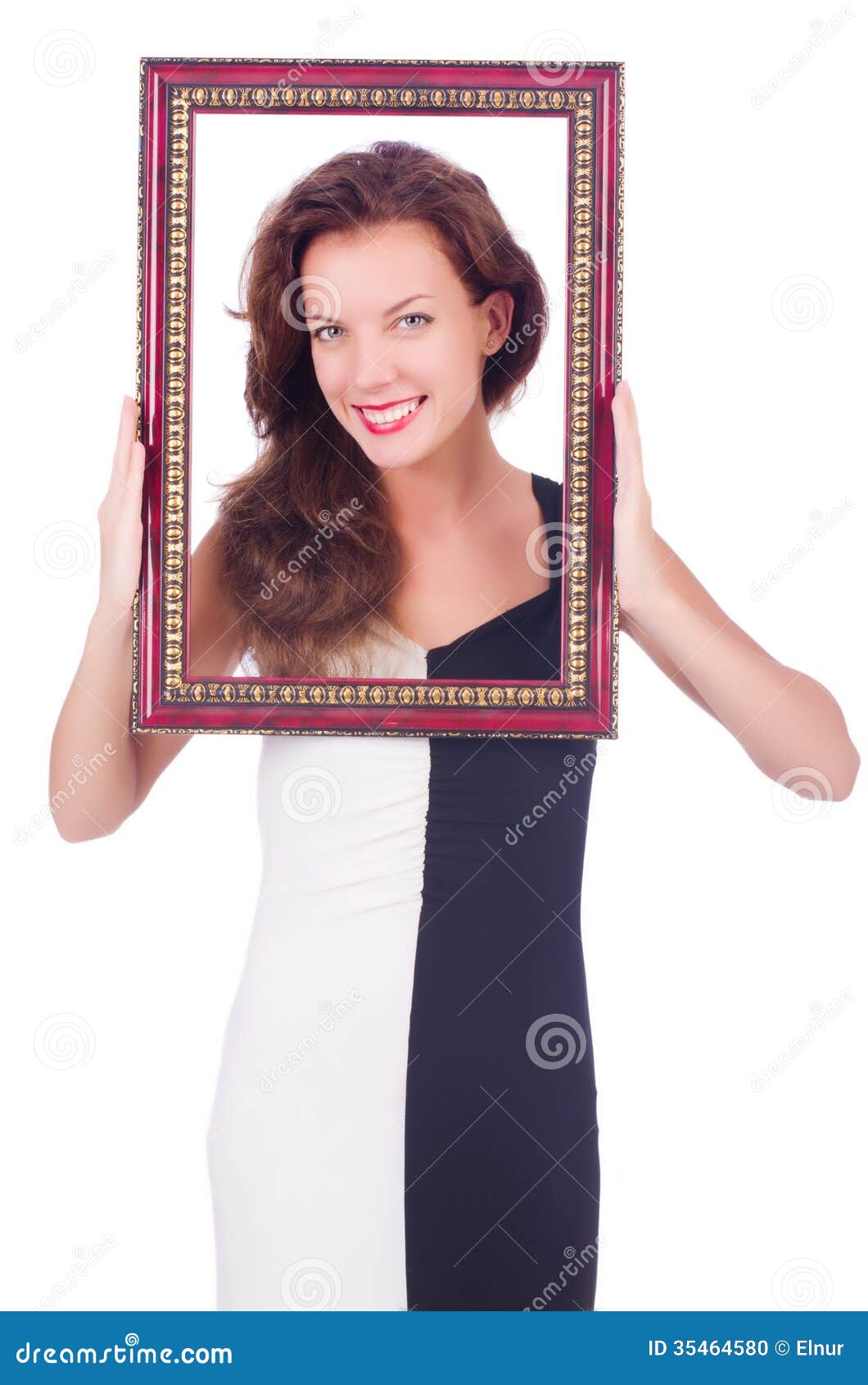 Woman with picture frame stock photo. Image of attractive - 35464580