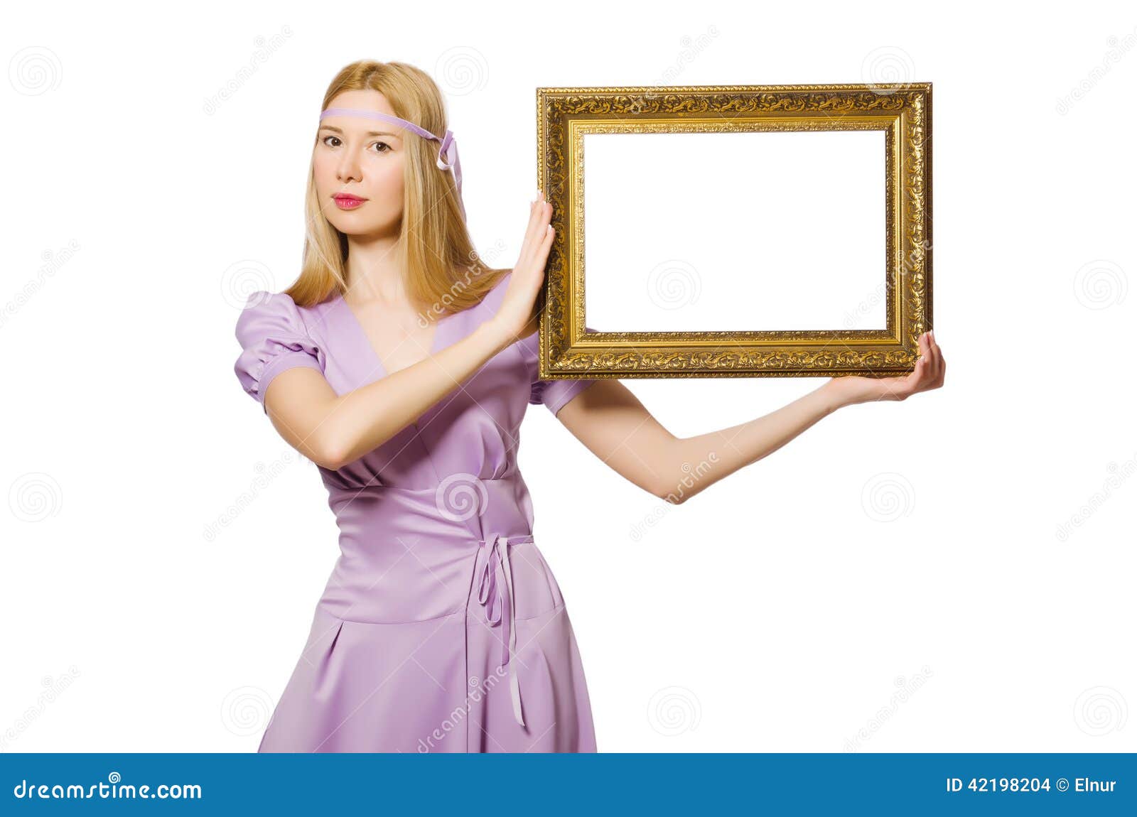 Woman with picture frame stock photo. Image of isolated - 42198204