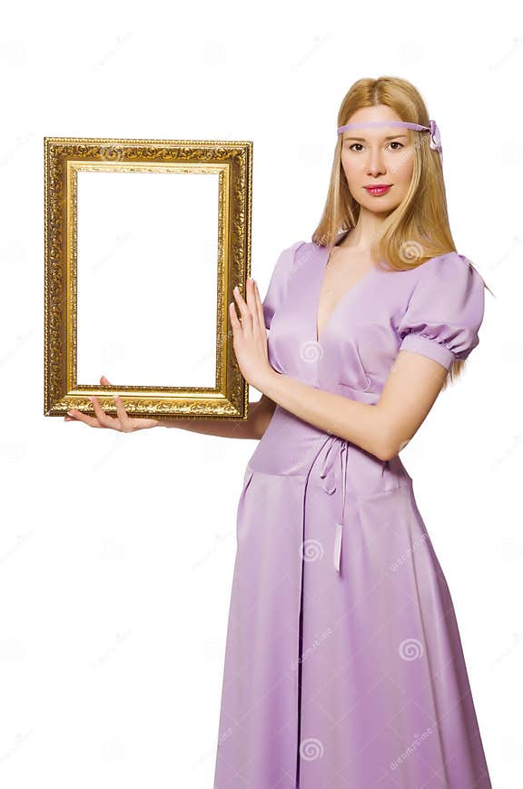 Woman with picture frame stock image. Image of girl, cutout - 42583073