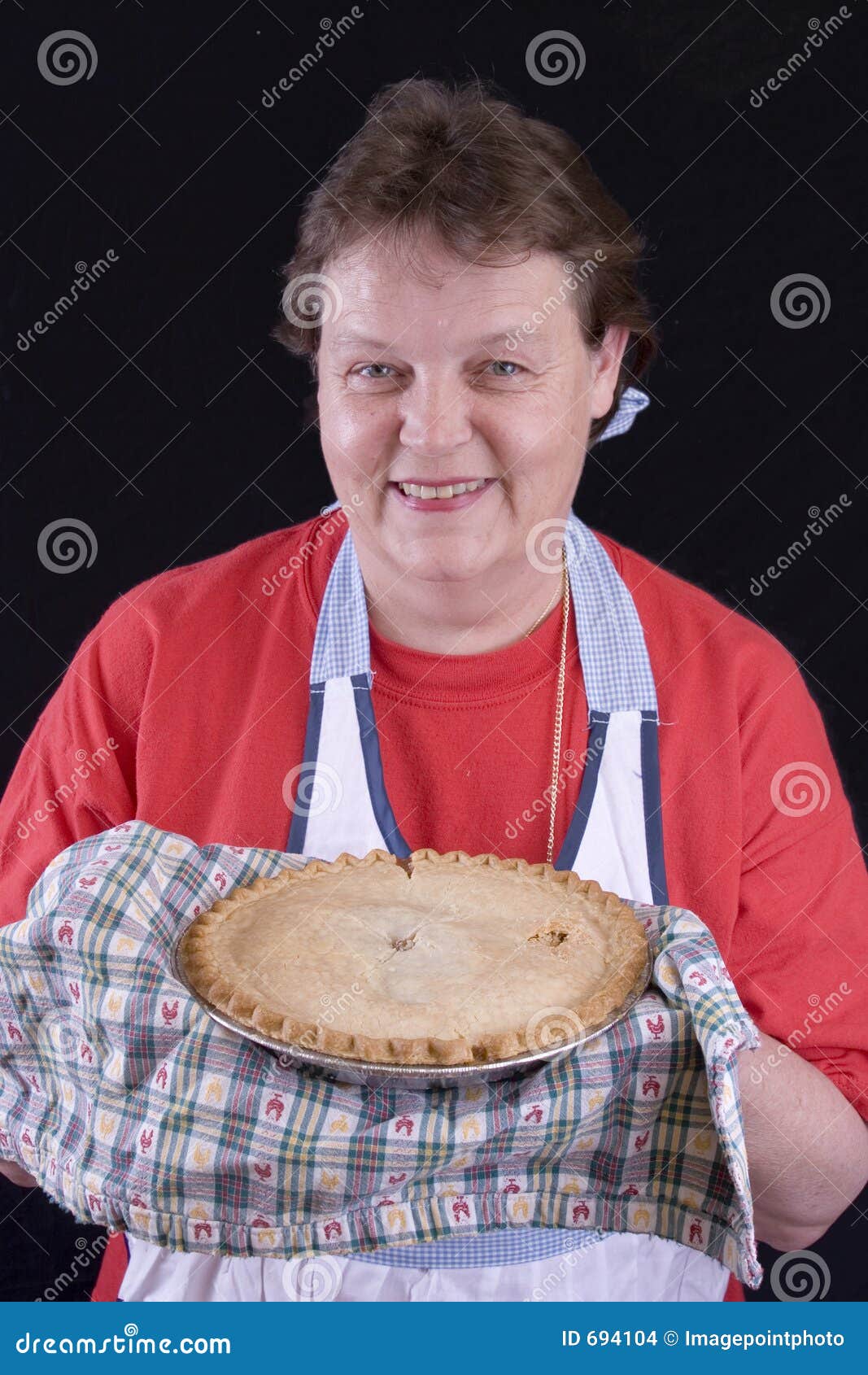 Woman with pie stock photo. Image of happy, housewife, cooking - 694104